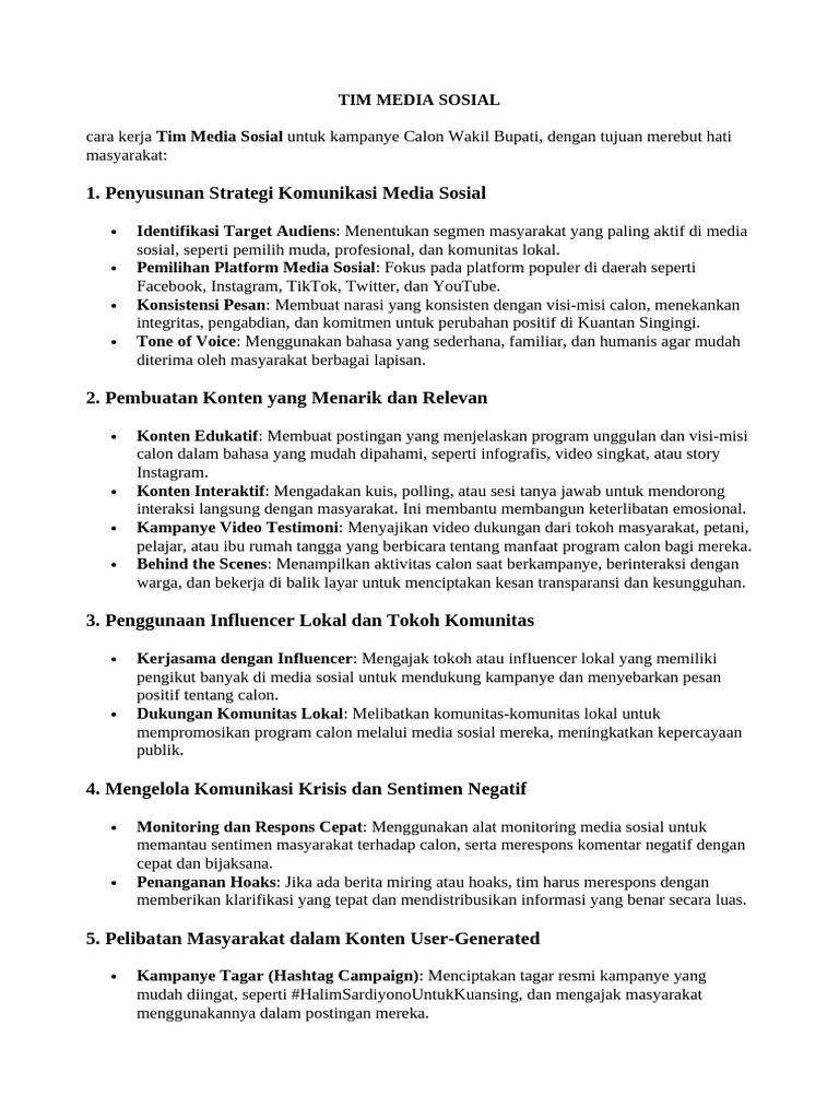 Strategi Tim Media Sosial Kampanye Bupati | PDF