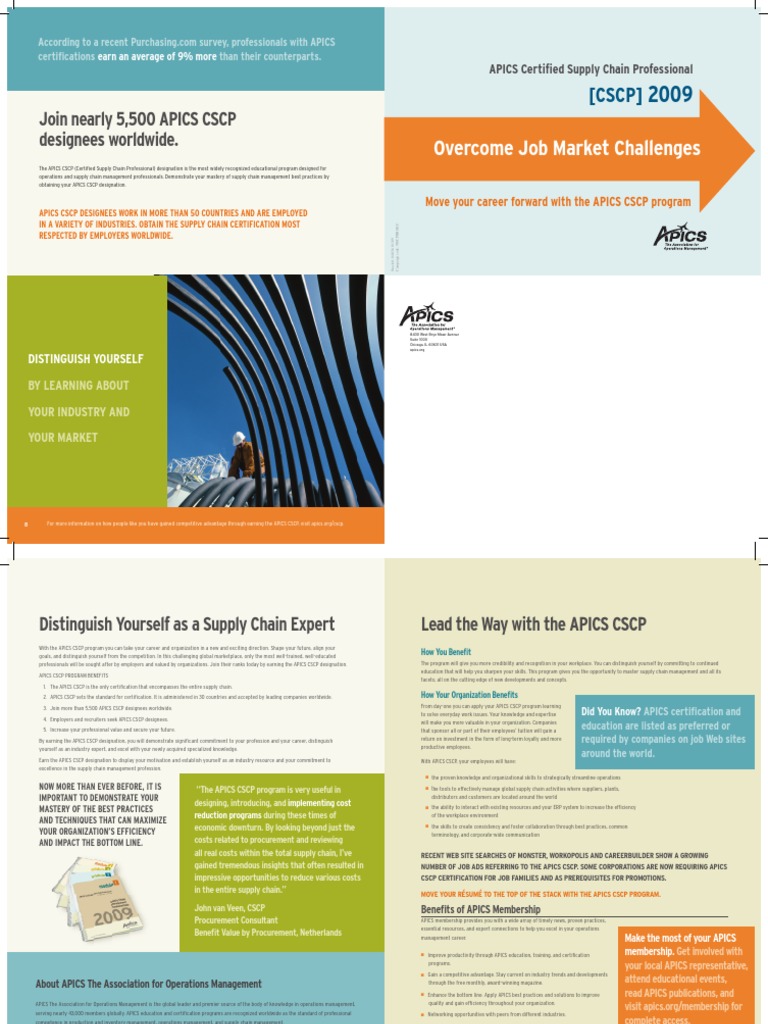 09 APICS CSCP Brochure International | PDF | Supply Chain Management | Supply Chain