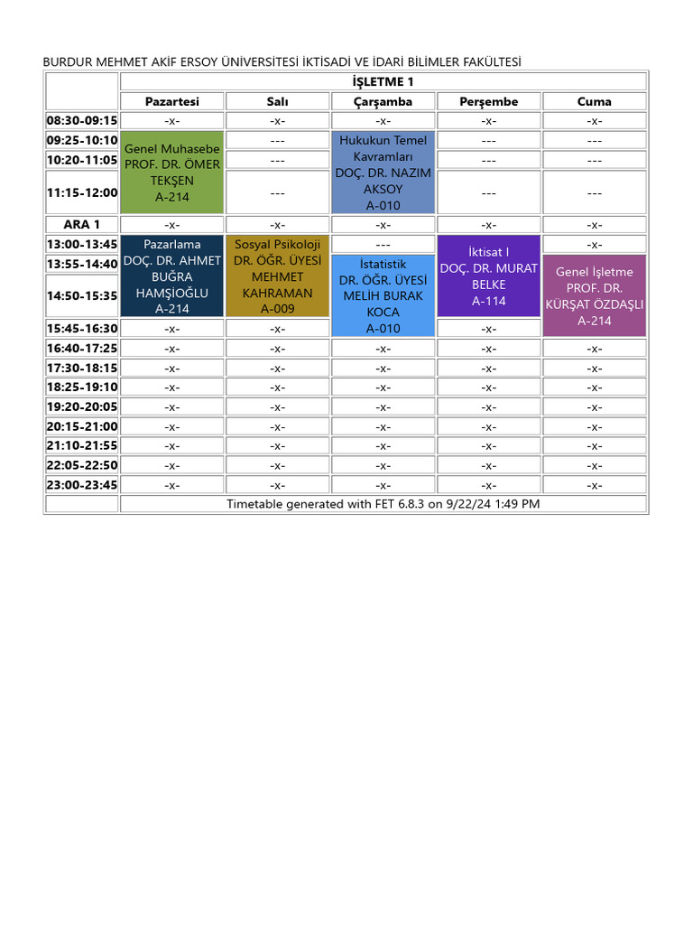 2024 2025 Maku Iibf Guz Yariyili Ders Programi | PDF