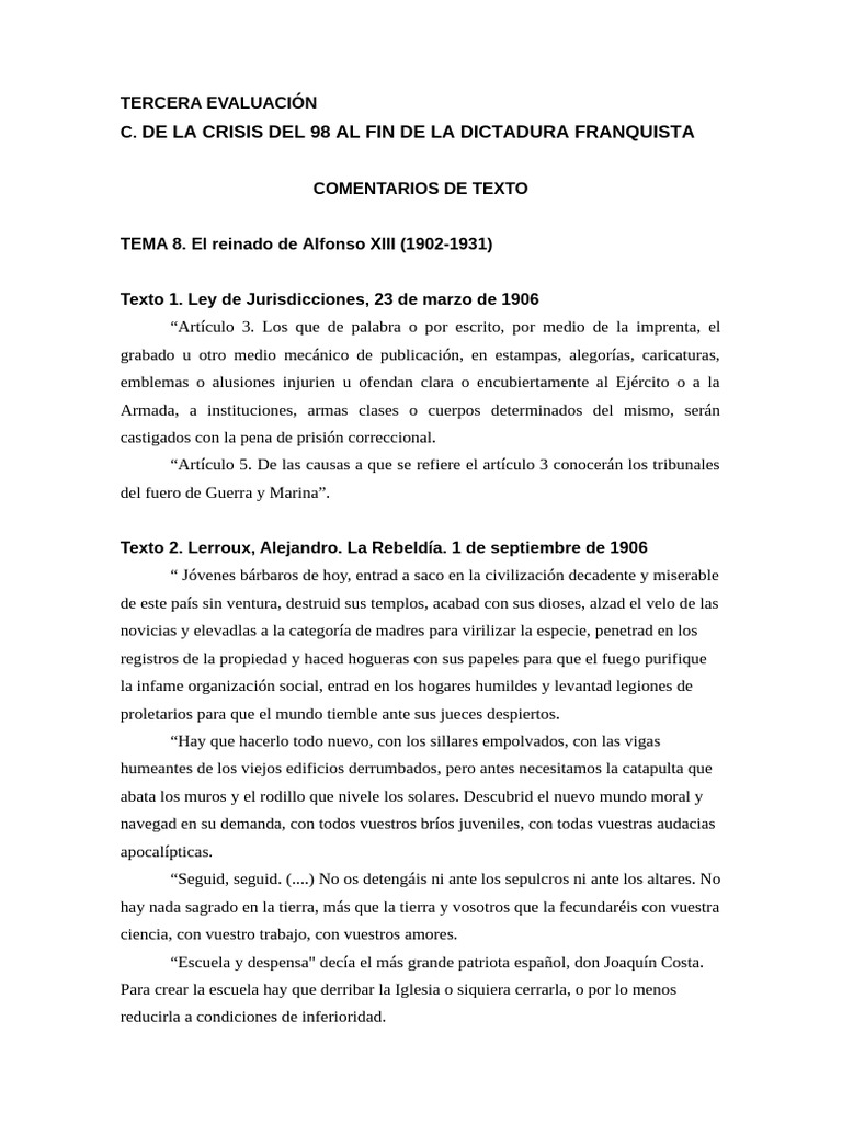 Textos Tema 8 | PDF | España | Gobierno de españa