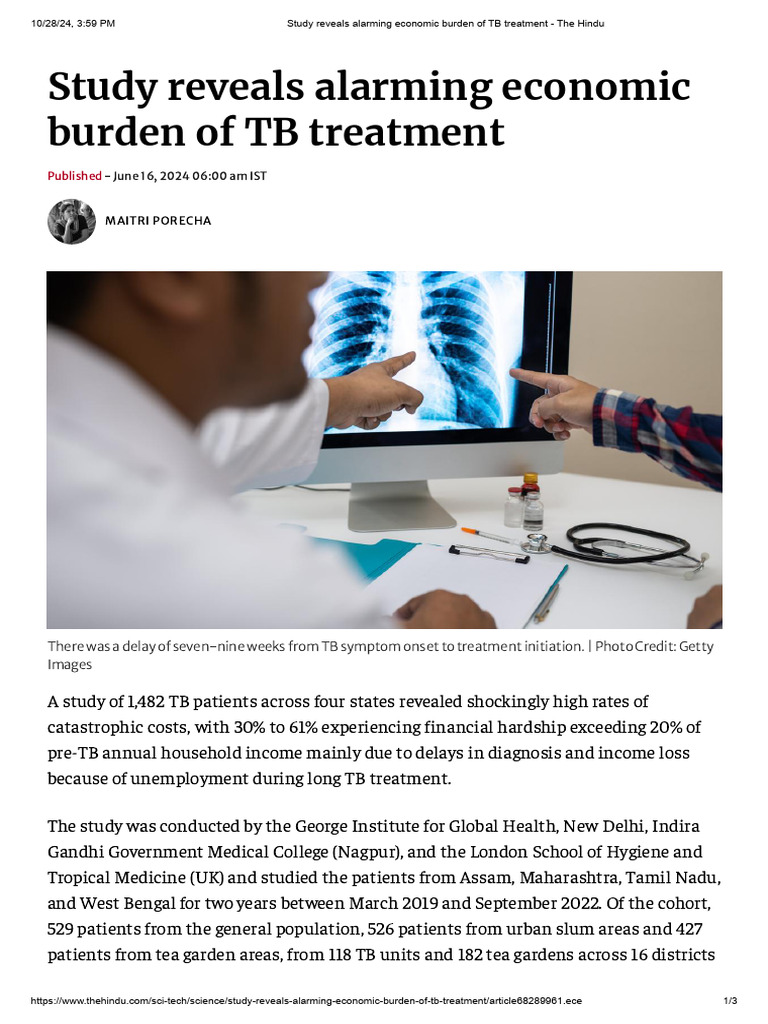 Economic Impact of TB Treatment Study | PDF | Tuberculosis | Expense