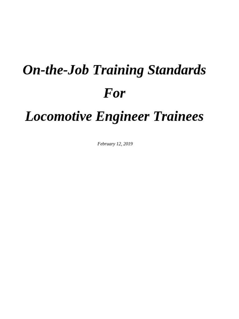 Example OJT Standards For Locomotive Engineers | PDF | Train | Simulation