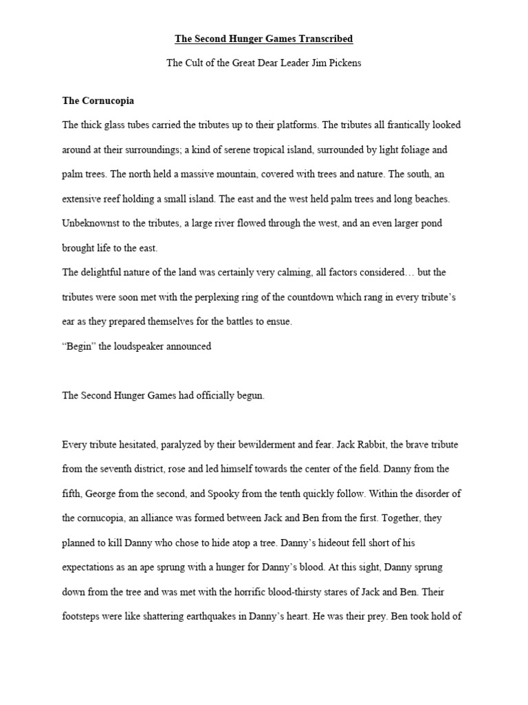 The Second Hunger Games Transcript | PDF | Art | Young Adult
