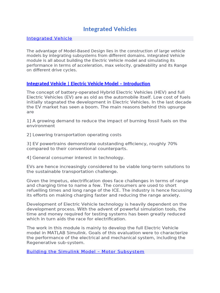 Integrated Vehicles | PDF | Electric Vehicle | Force