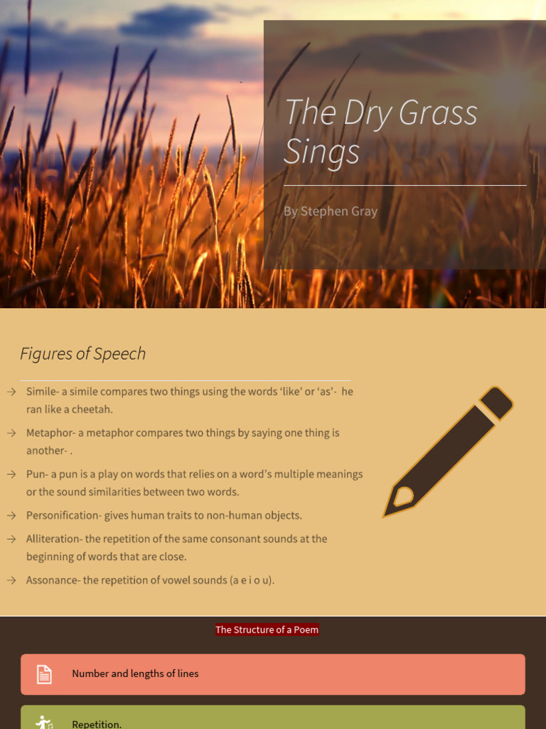 Poem Analysis: "The Dry Grass Sings" | PDF | Poetry