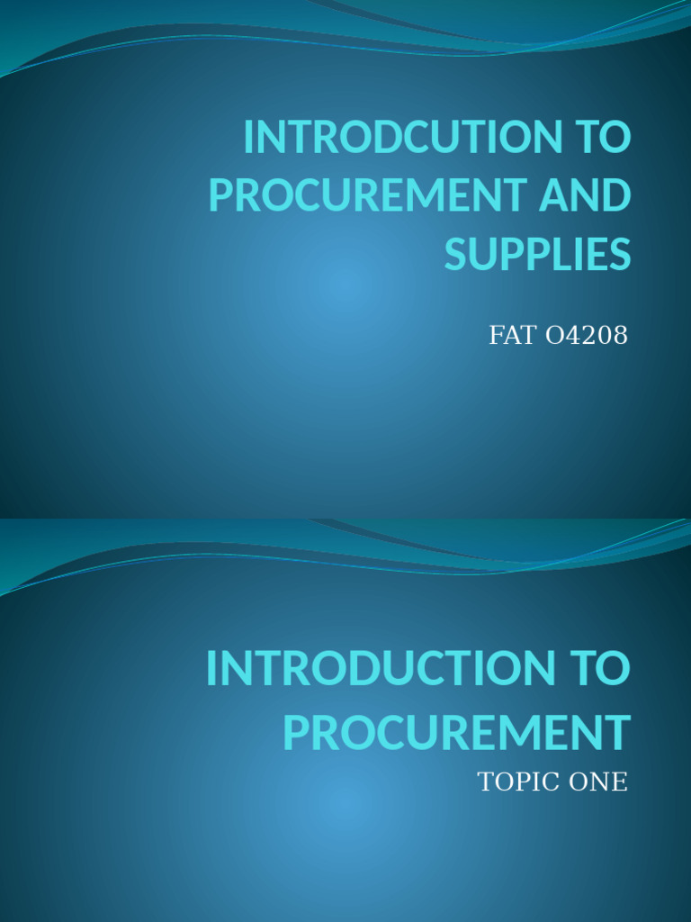 1.PROCUREMENT AND SUPPLY Topic1 | PDF | Procurement | Goods