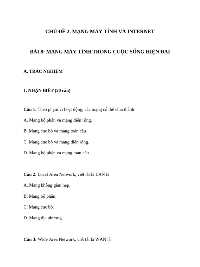 Bai 8 Mang May Tinh Trong Cuoc Song Hien Dai | PDF