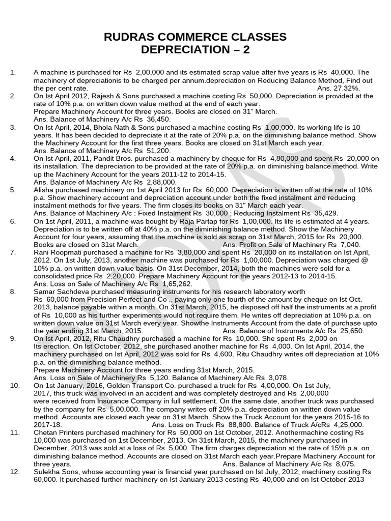 Depreciation (WRITTEN DOWN METHOD) | PDF | Depreciation | Balance Sheet