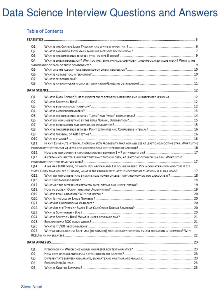 Data Science Interview Q&A All in One | PDF | Teaching Methods ...