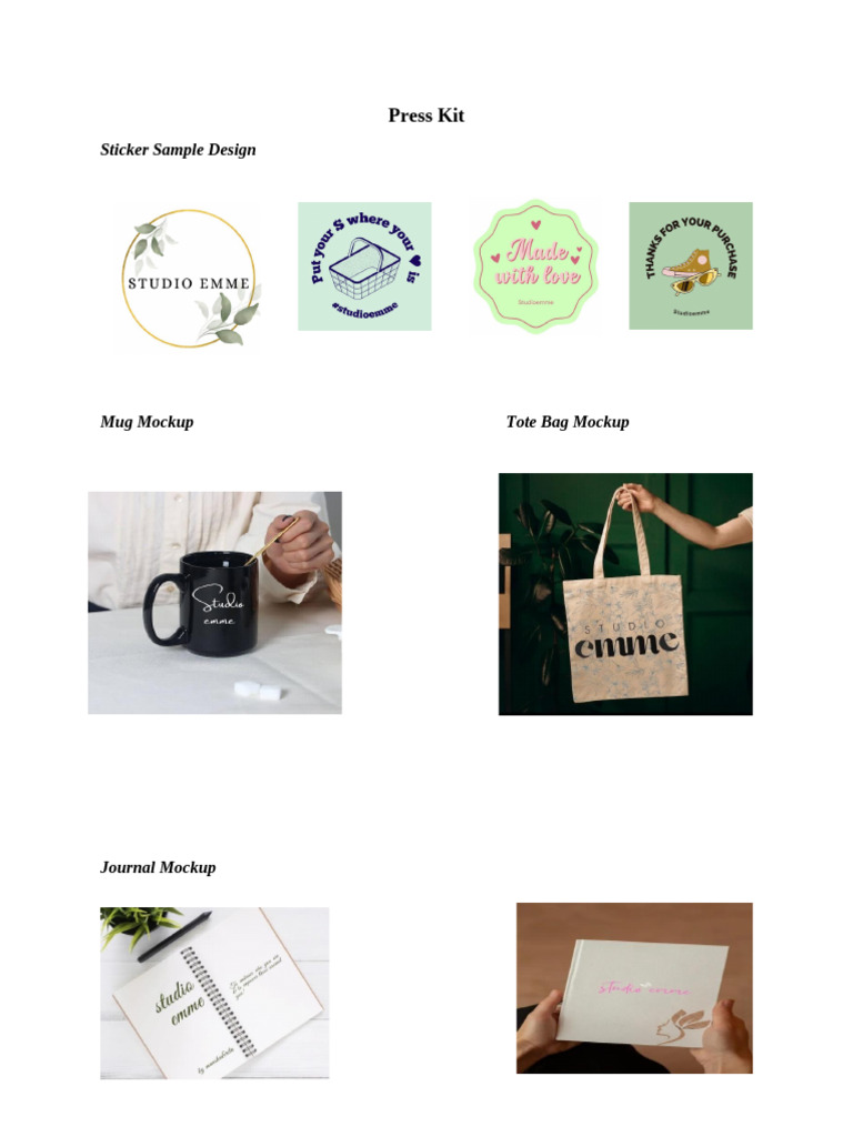 Press Kit: Sample Designs & Mockups | PDF