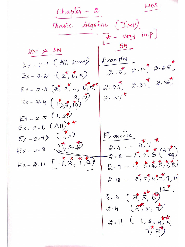 11th MAT - Unit 2 - Imp 2m, 3m & 5m | PDF