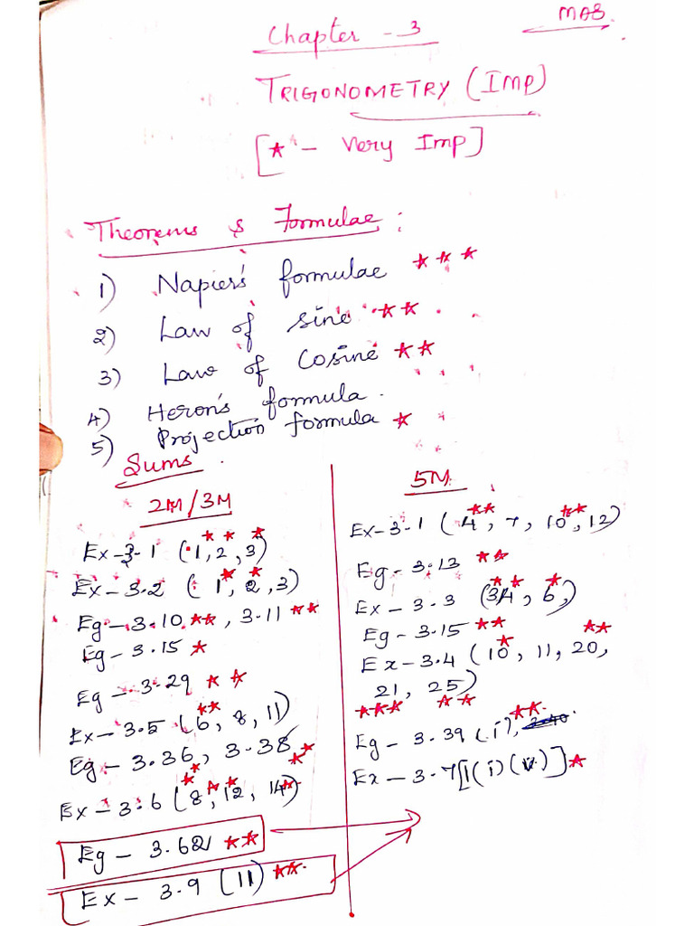 11 MAT - Unit 3 - Imp 2m, 3m & 5m | PDF