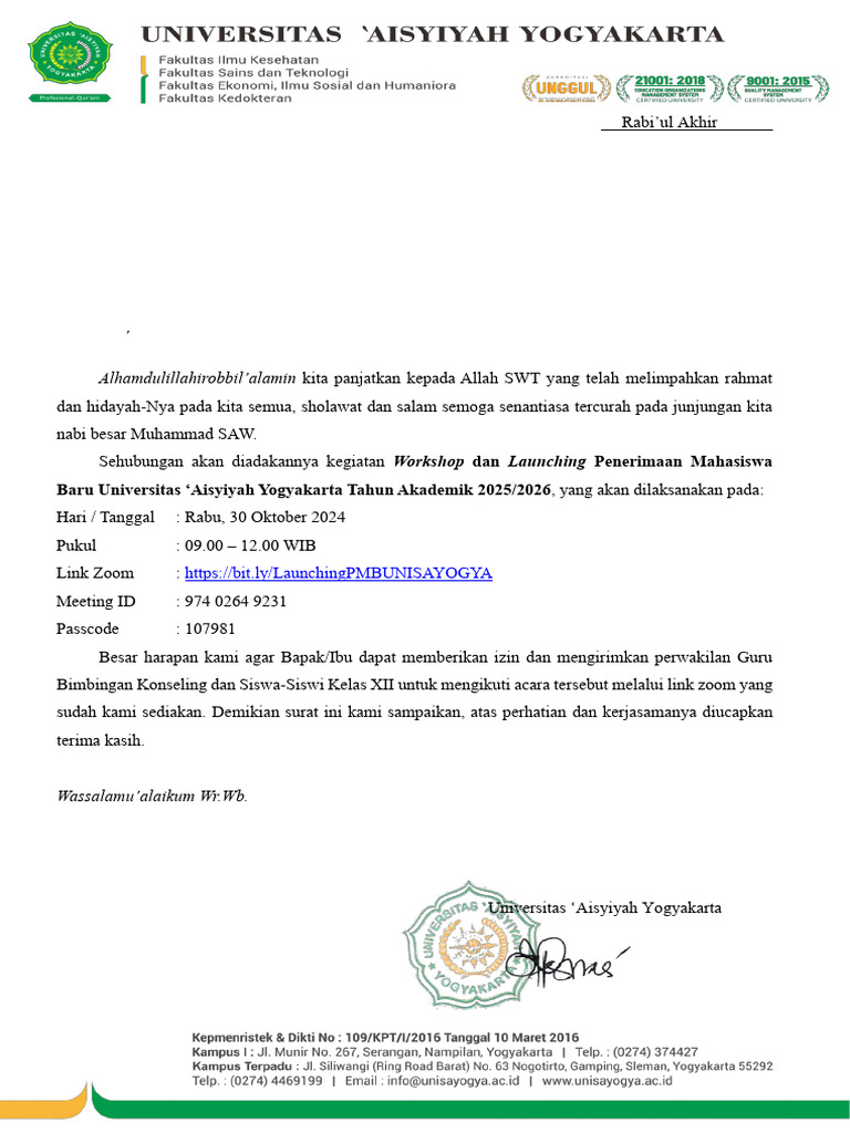 Undangan Launching PMB Online | PDF