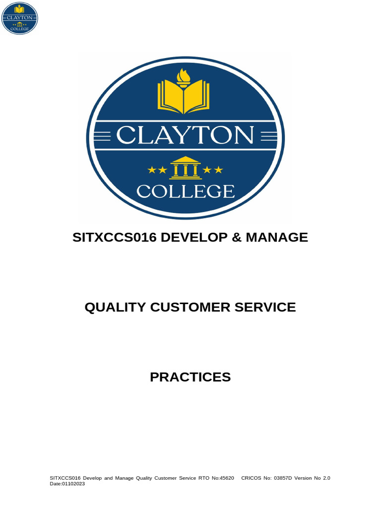 SITXCCS016 Student Assessment Tasks | PDF | Consumer Protection | Policy SITXCCS016 Student Assessment Tasks | PDF | Consumer Protection | Policy