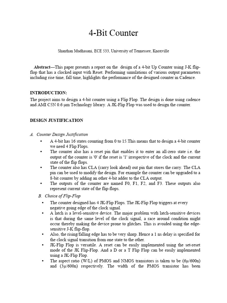 4-Bit Counter Using JK Flip Flop | PDF | Logic Gate | Electrical ...
