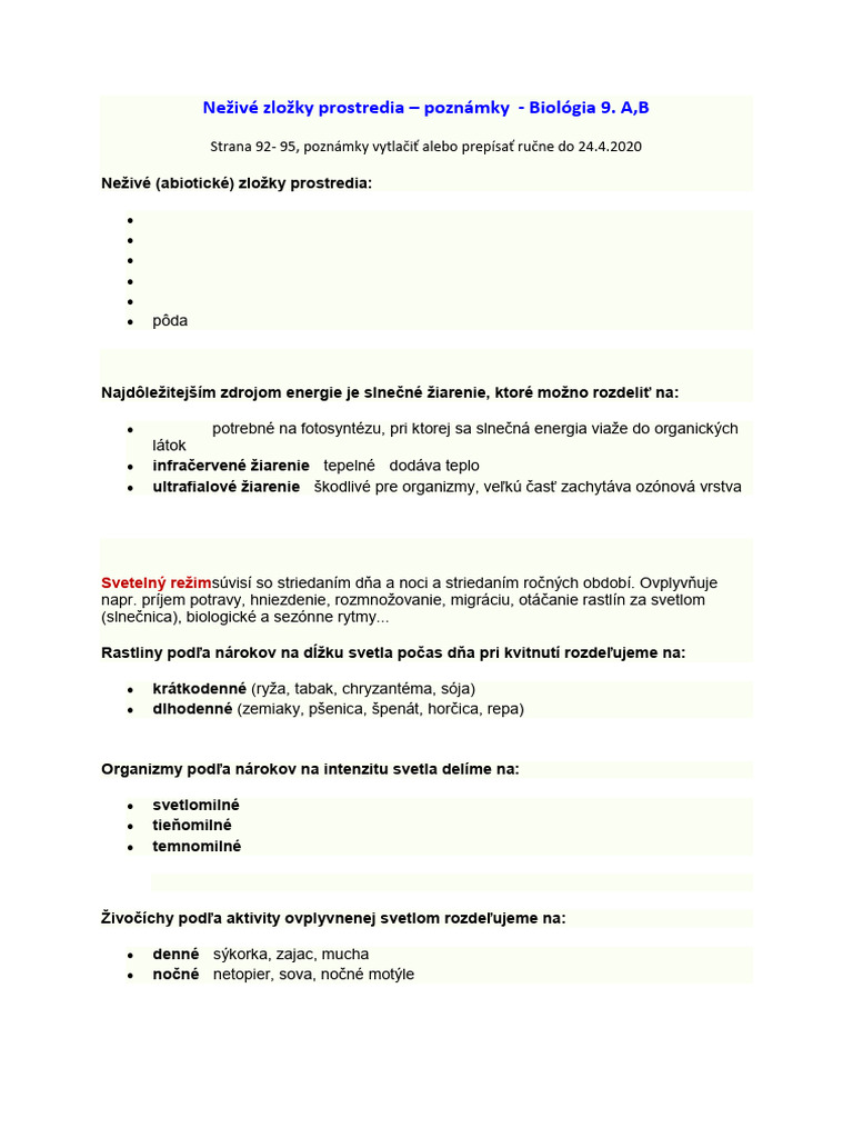 Nezive Zlozky Prostredia | PDF