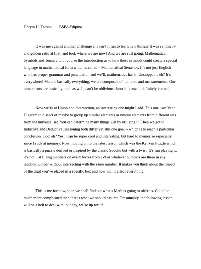 Mathematics (Essay) | PDF