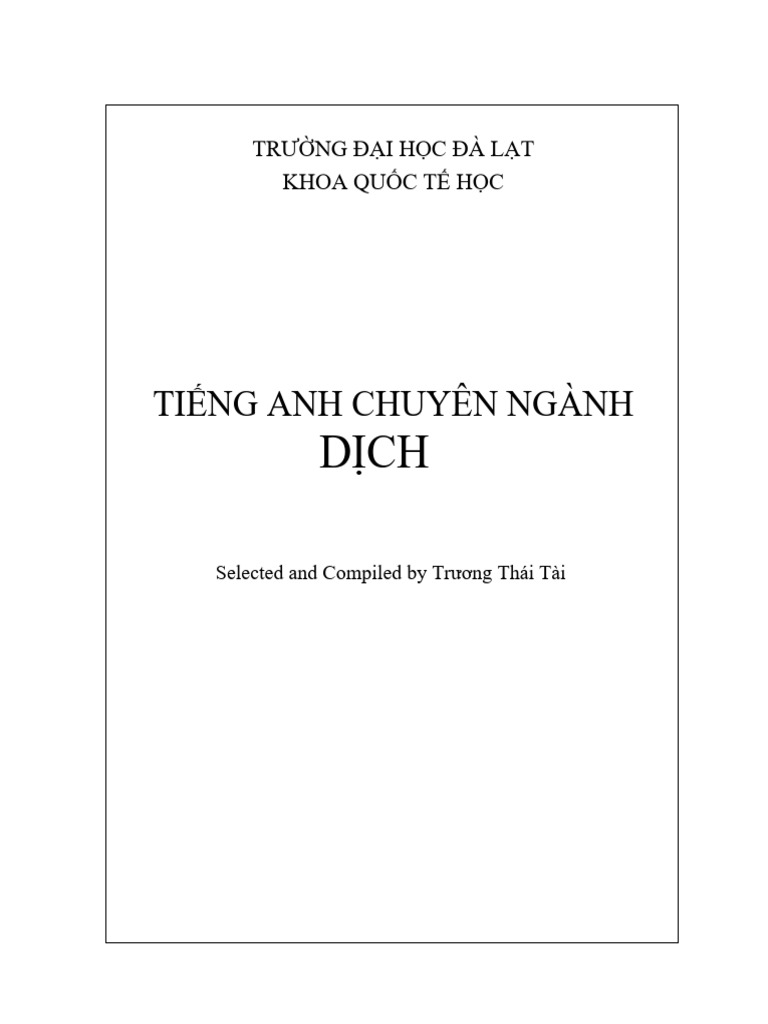 GIÁO TRÌNH TIẾNG ANH CHUYÊN NGÀNH DICH 2 | PDF