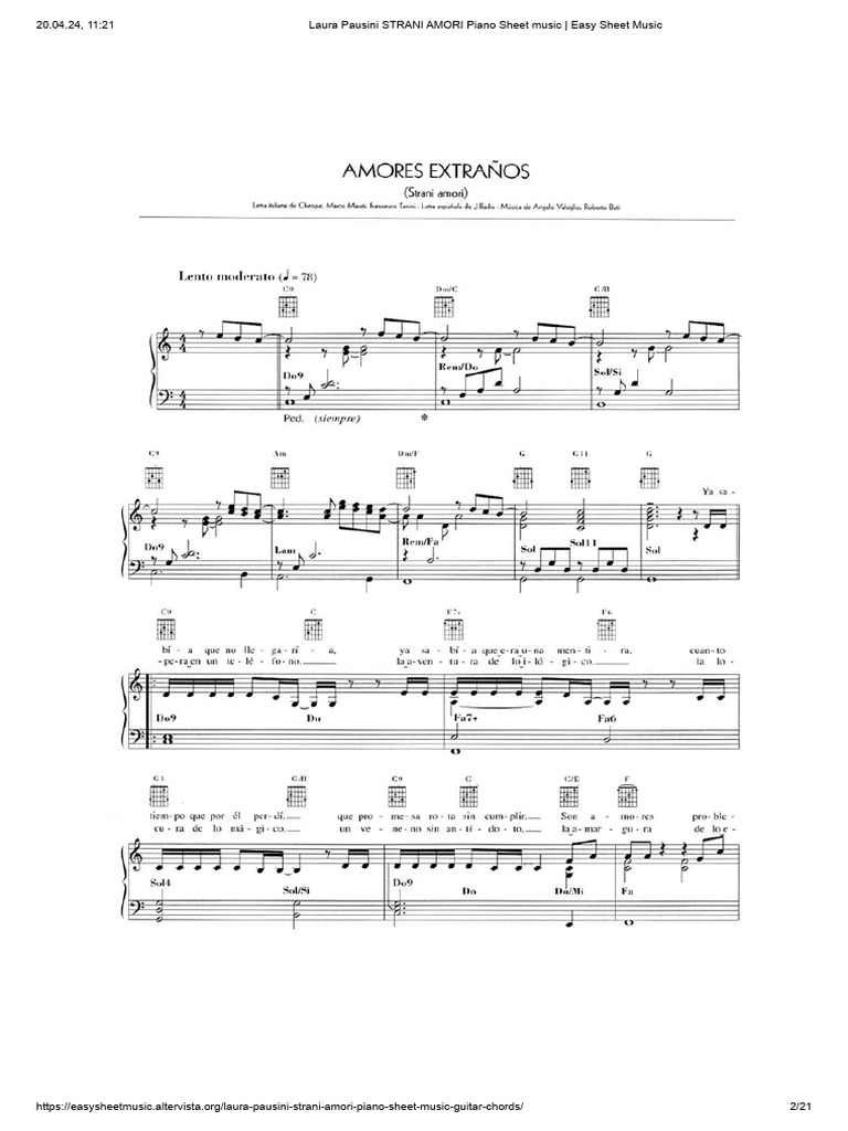 Laura Pausini: Strani Amori Sheet Music | PDF
