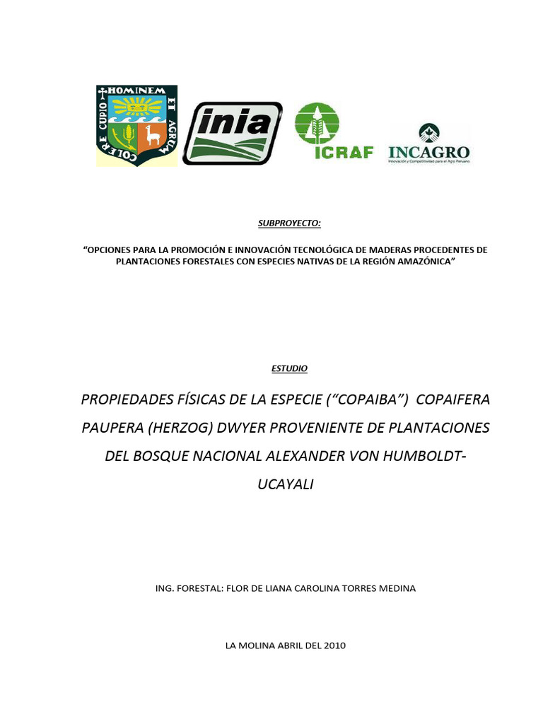 Torres-Propiedades Fisicas de La Especie Copaiba | PDF | Análisis de ...