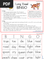 Long o Vowel Sound Word List | PDF