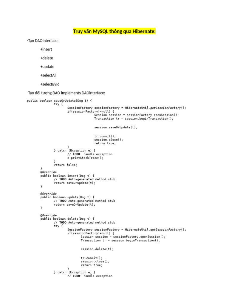 Truy vấn MySQL thông qua Hibernate | PDF | Boolean Data Type | Databases