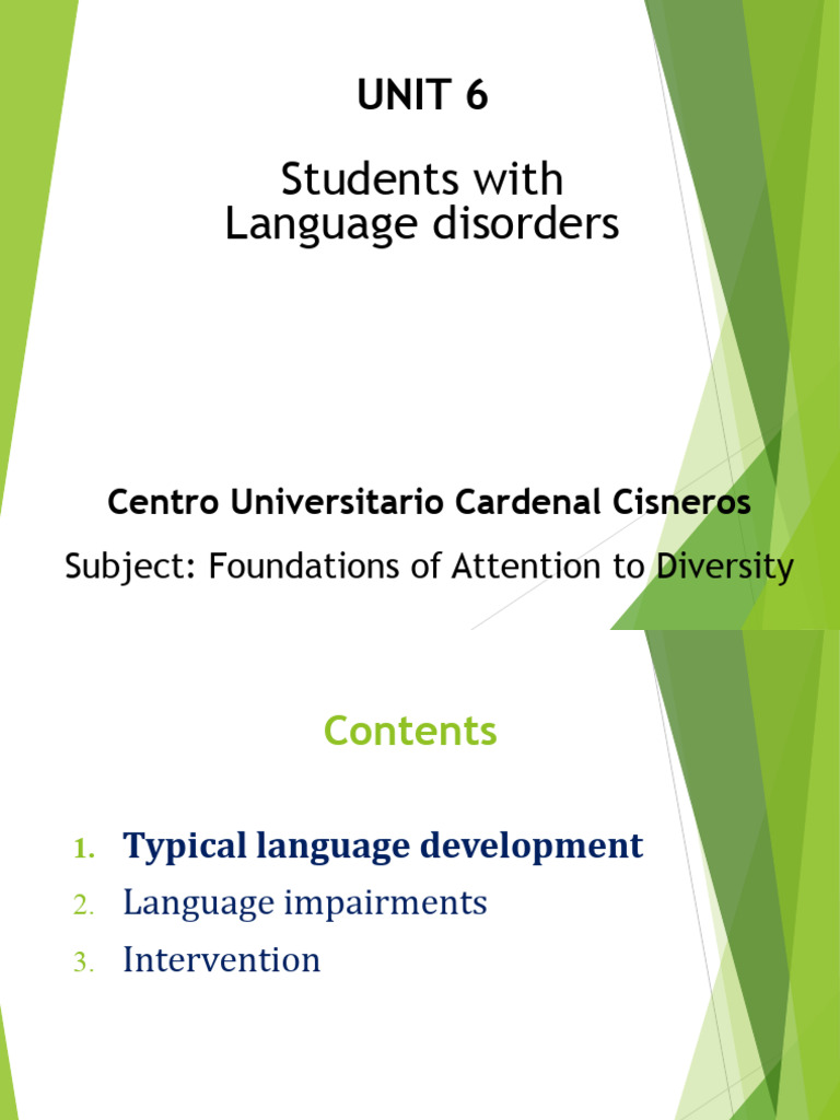 UNIT 6 - Language disorders 24-25.pptx | PDF | Speech | Aphasia
