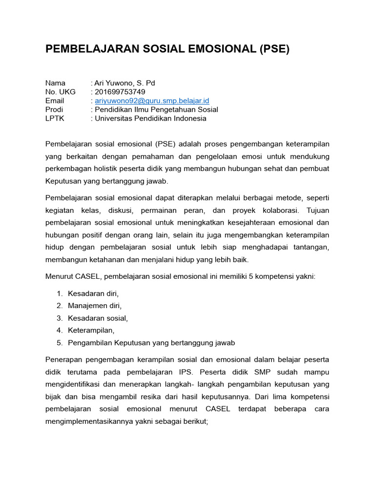 Jurnal Pembelajaranku - Pembelajaran Sosial Dan Emosional | PDF