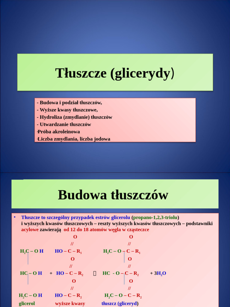 Tłuszcze Chemia | PDF