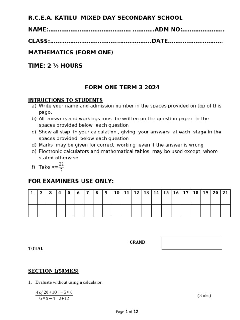 F1 Maths QS | PDF | Area | Circle