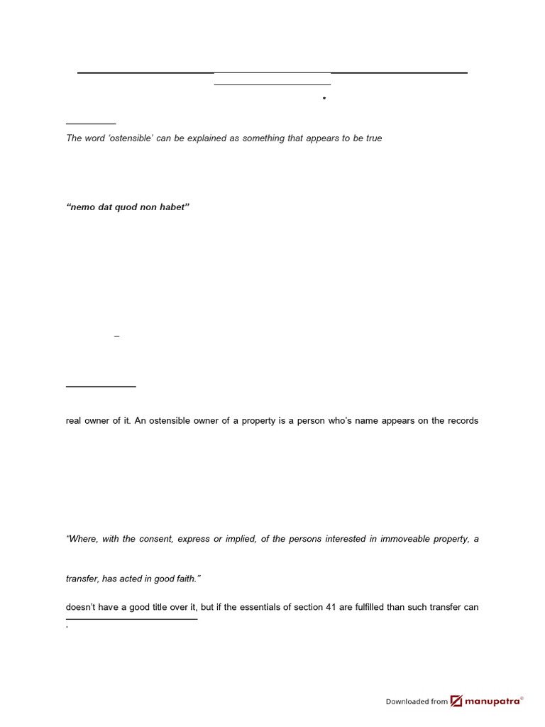 An in Depth Analysis of Ostensible Owner As Per Transfer of Property ...