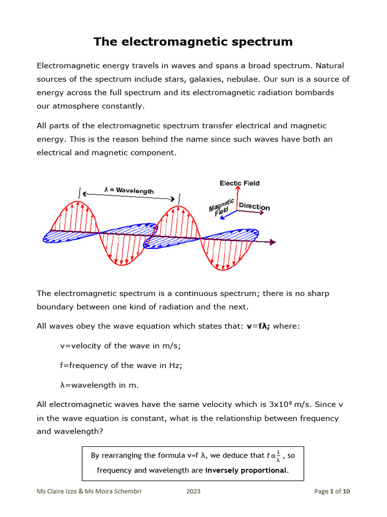 Electromagnetic Spectrum Notes | PDF | Ultraviolet | Infrared