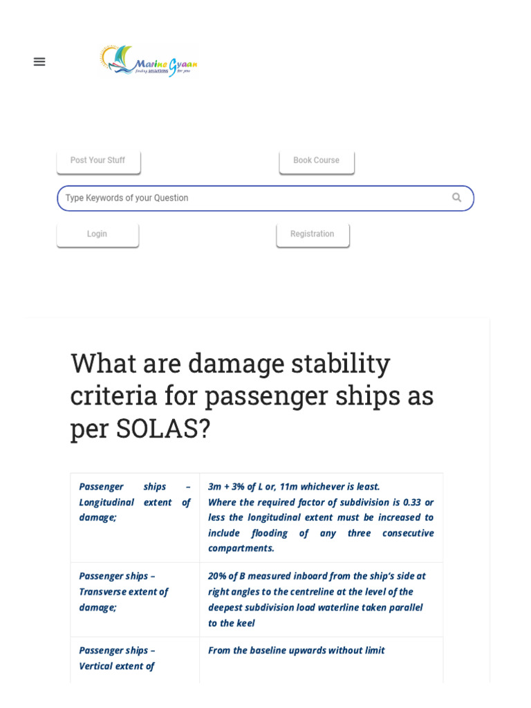6.6 What Are Damage Stability Criteria For Passenger Ships As Per SOLAS ...