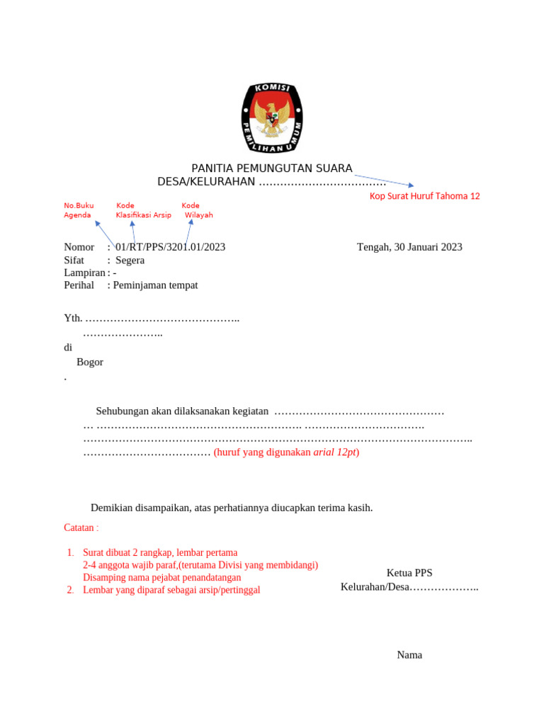 Contoh Format Surat Ketua PPS | PDF
