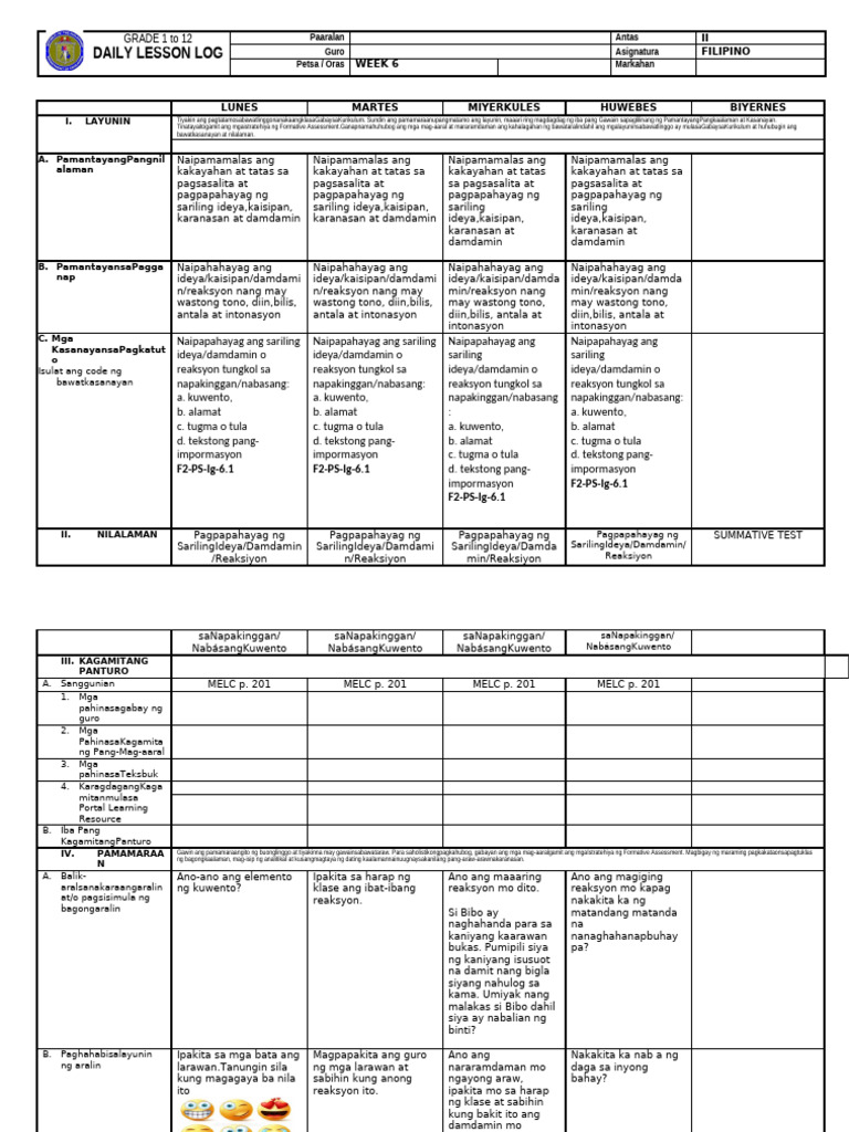 Filipino Week 6 | PDF
