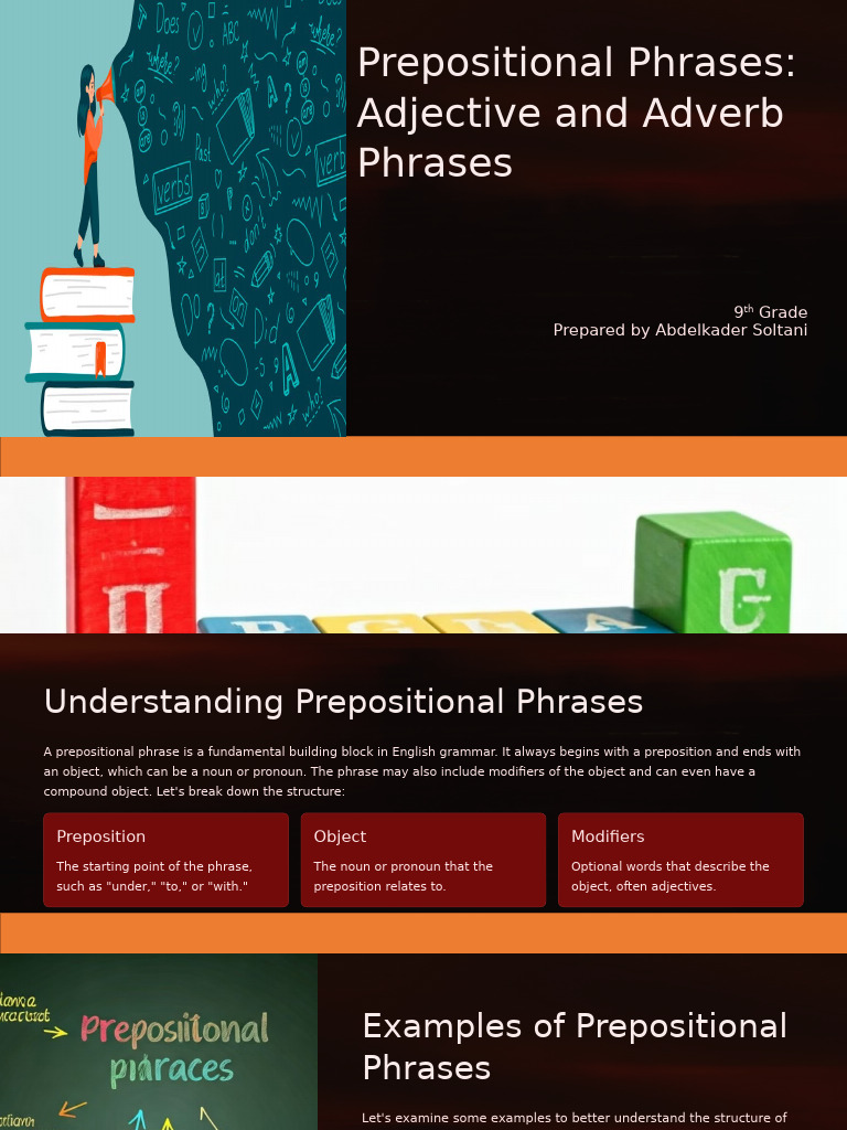 Prepositional Phrases Adjective and Adverb Phrases | PDF | Adverb ...