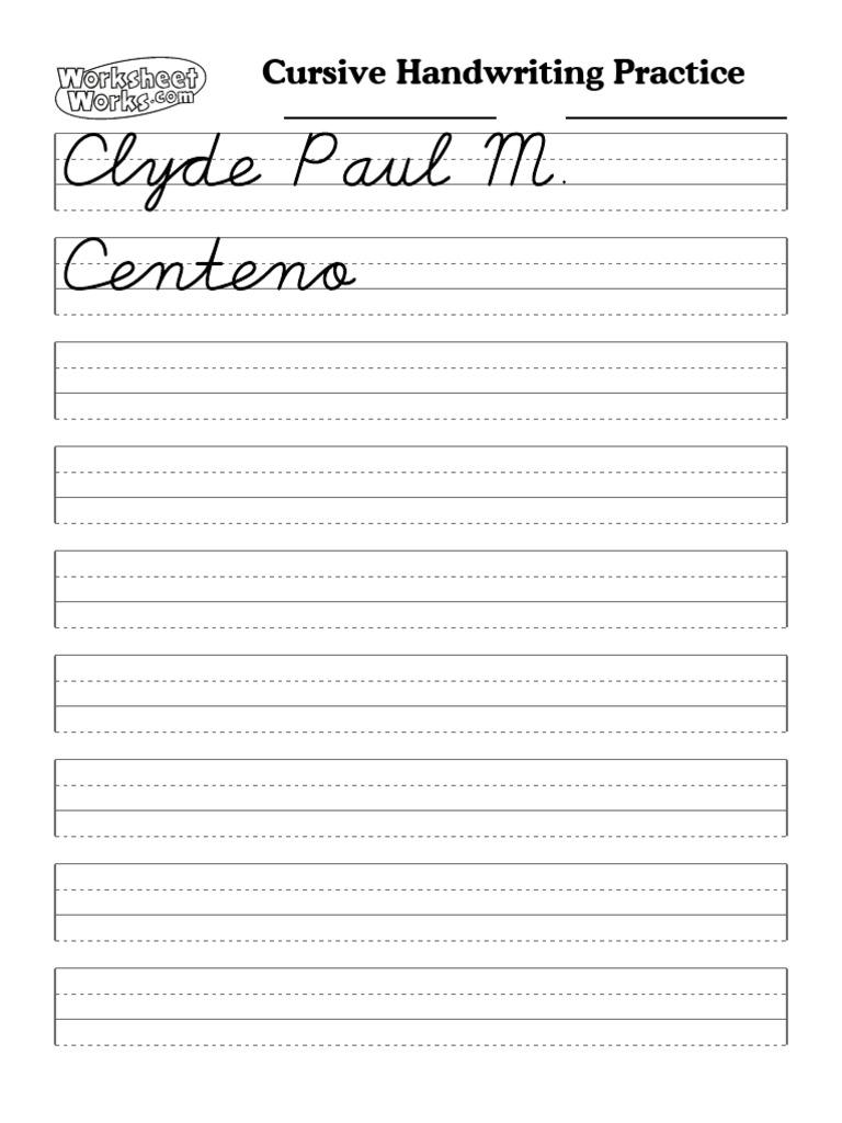 WorksheetWorks Cursive Handwriting Practice 1 | PDF