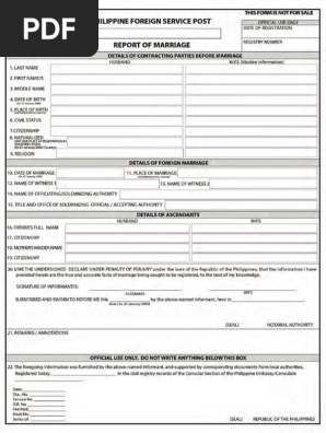 Sample Report Of Marriage Of Form Divorce Certificate Template 8+