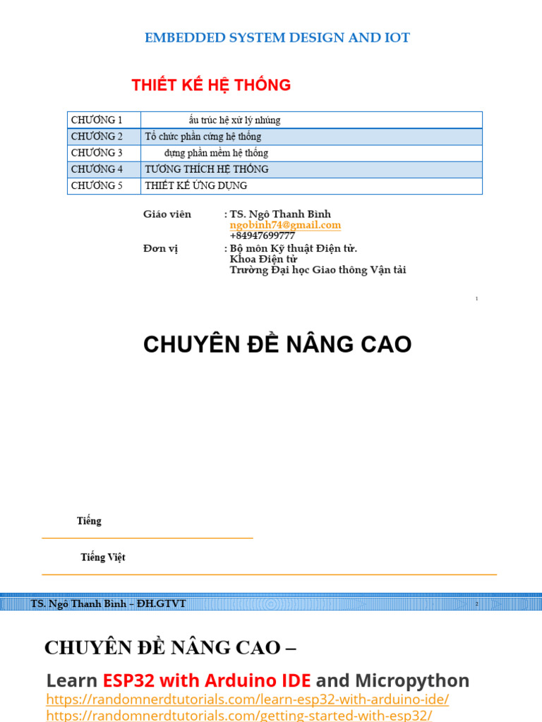 Phan 2 - ESP32 - Embedded System Design - IoT Copy SV | PDF