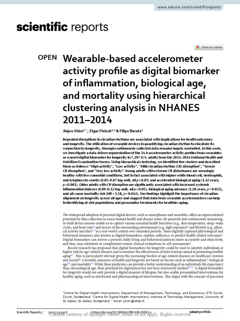 Wearable-Based Accelerometer Activity Profile As D | PDF | Body Mass ...