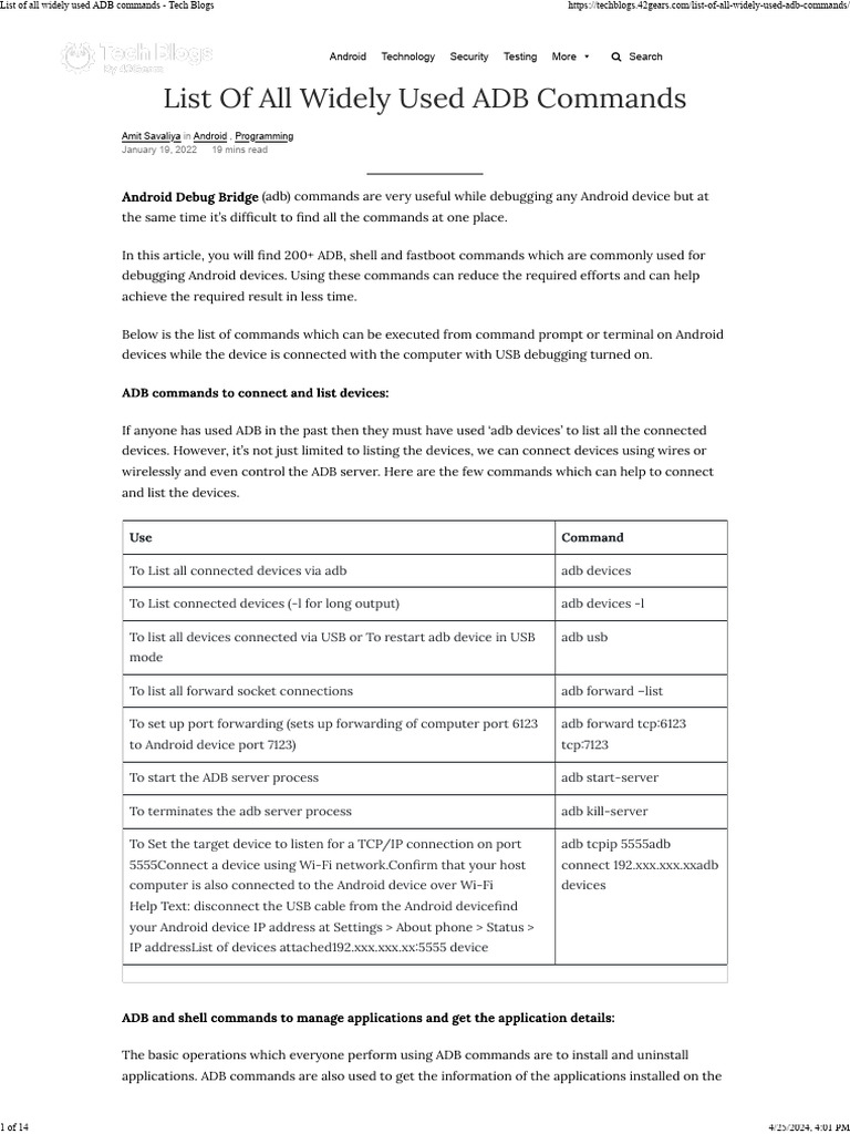 List of All Widely Used ADB Commands - Tech Blogs | PDF | Computing ...