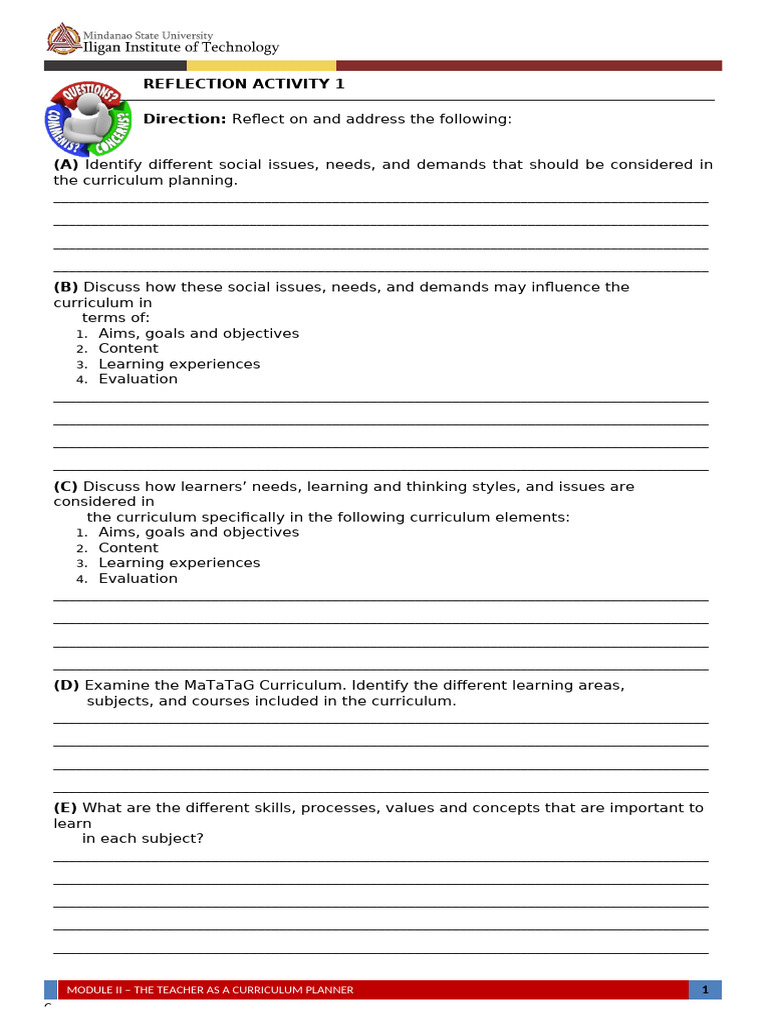 Module 2 Reflection Activity 2 | PDF | Curriculum | Lesson Plan