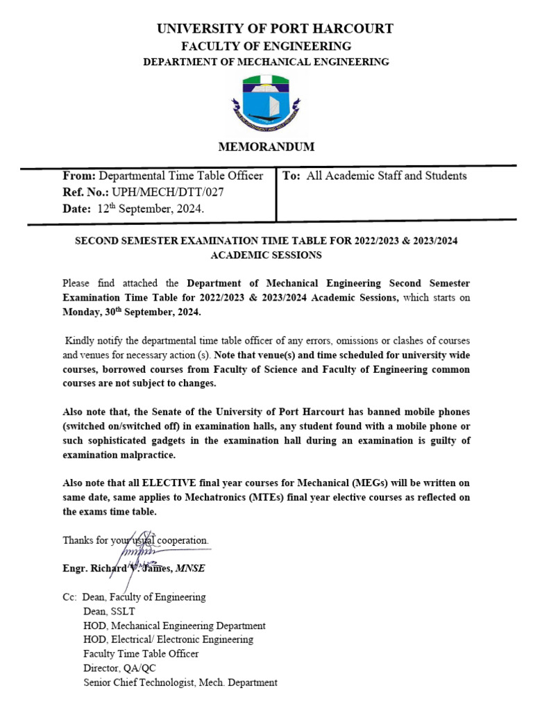 2023 - 2024 Second Semester Examination | PDF | Engineering | Physical ...