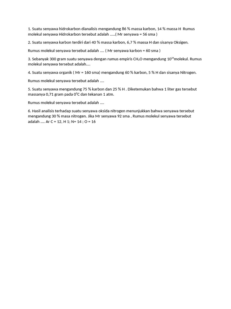 Rumus Molekul Senyawa Hidrokarbon | PDF | Sains & Matematika