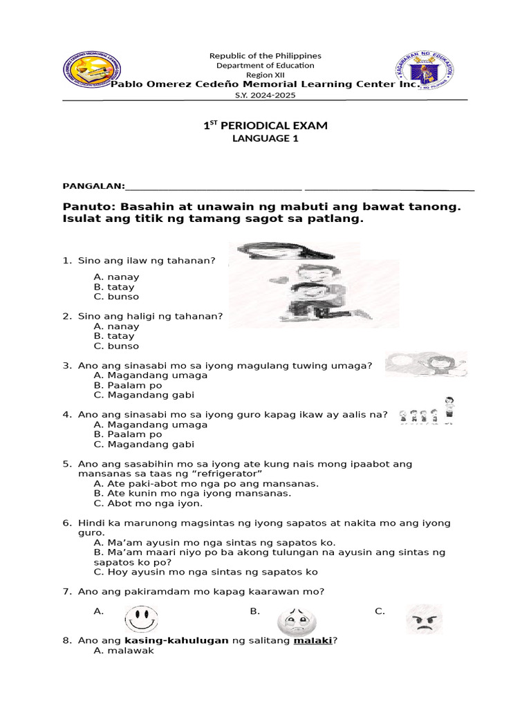 1st Periodical Exam Language | PDF