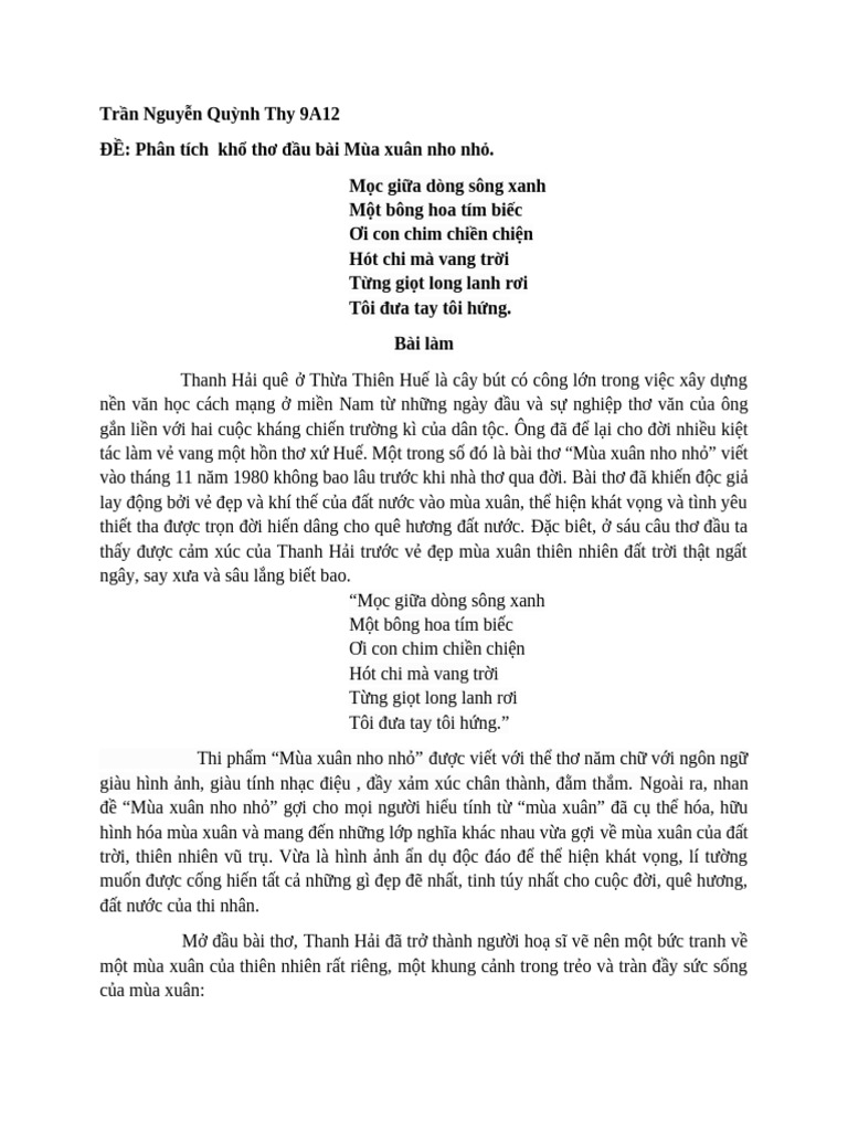 PHÂN TÍCH 6 CÂU ĐẦU BÀI MXNN | PDF