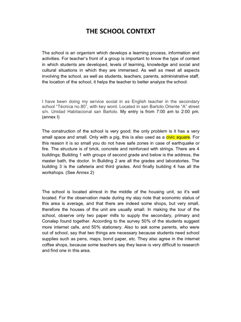 The School Context | PDF | Schools | Teachers