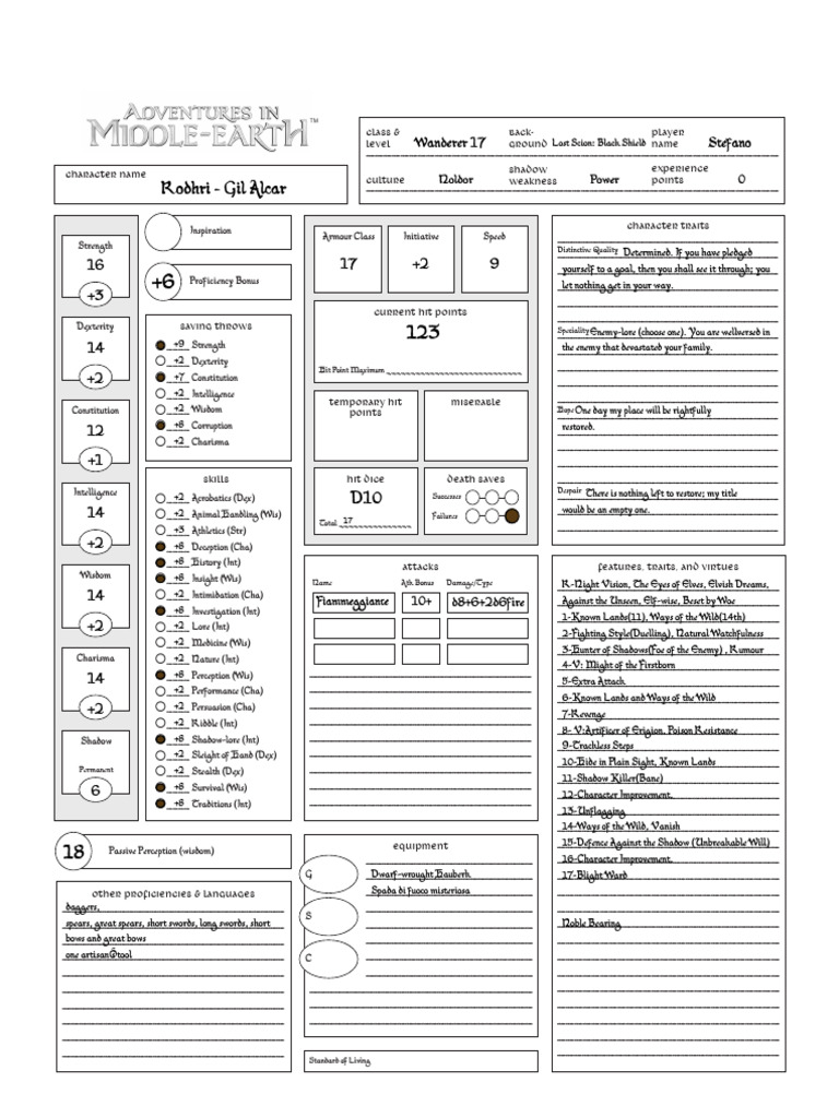 AME - InteractiveCharacterSheet - PrinterFriendly-Final - Rodhri | PDF