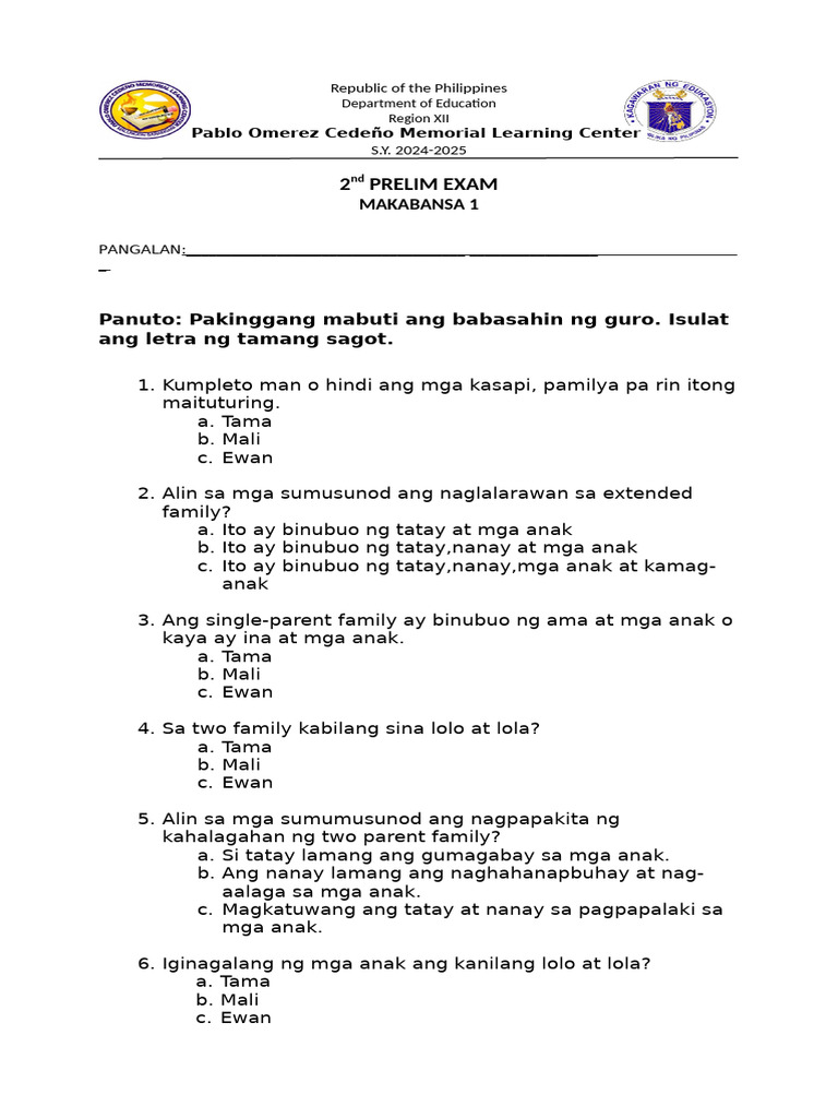MAKABANSA 2ND PRELIM | PDF