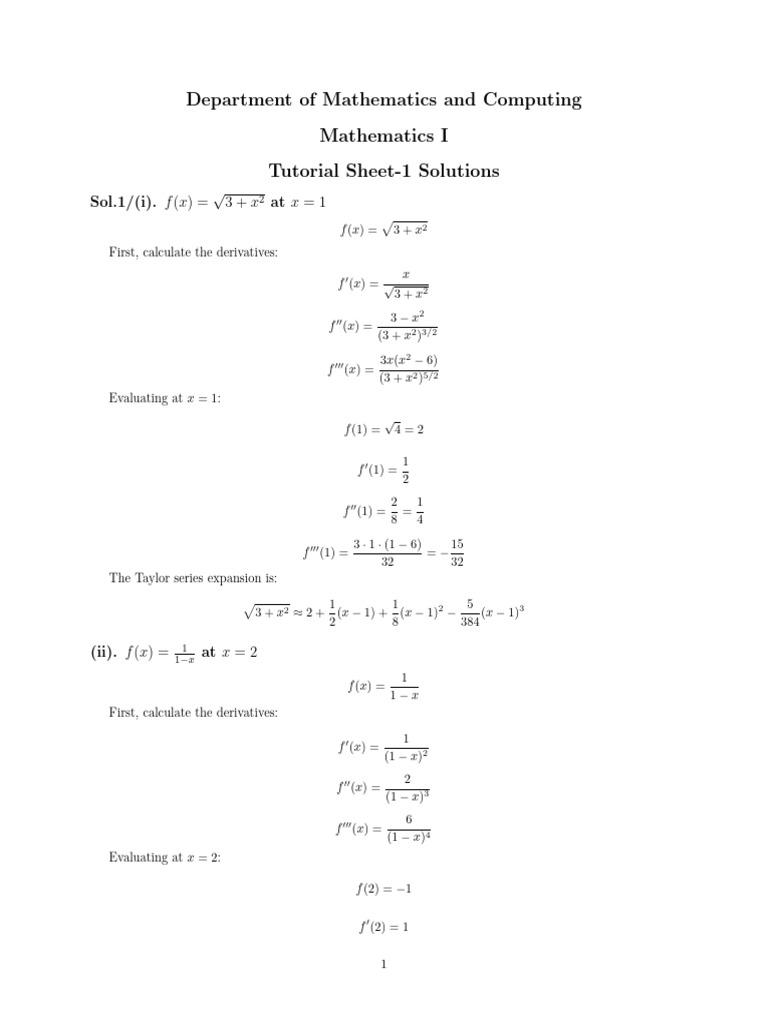 Tutorial1 NMCI101 Solutions | PDF | Mathematical Objects | Mathematics